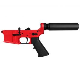 AR-15 Completed Lower Receiver with Pistol Tube - Cerakote Red