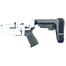 AR-15 Completed Lower Receiver with SB Brace - Storm Trooper White