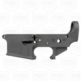 AR-15 Lower Receiver Stripped With ABC Logo / USA Flag Engraved - Tungsten